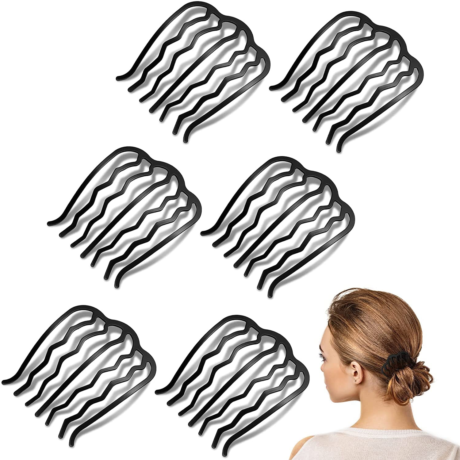 6 Pcs Hair Side Combs Hair Accessories Fork Clip Vintage U Shape Teeth ...