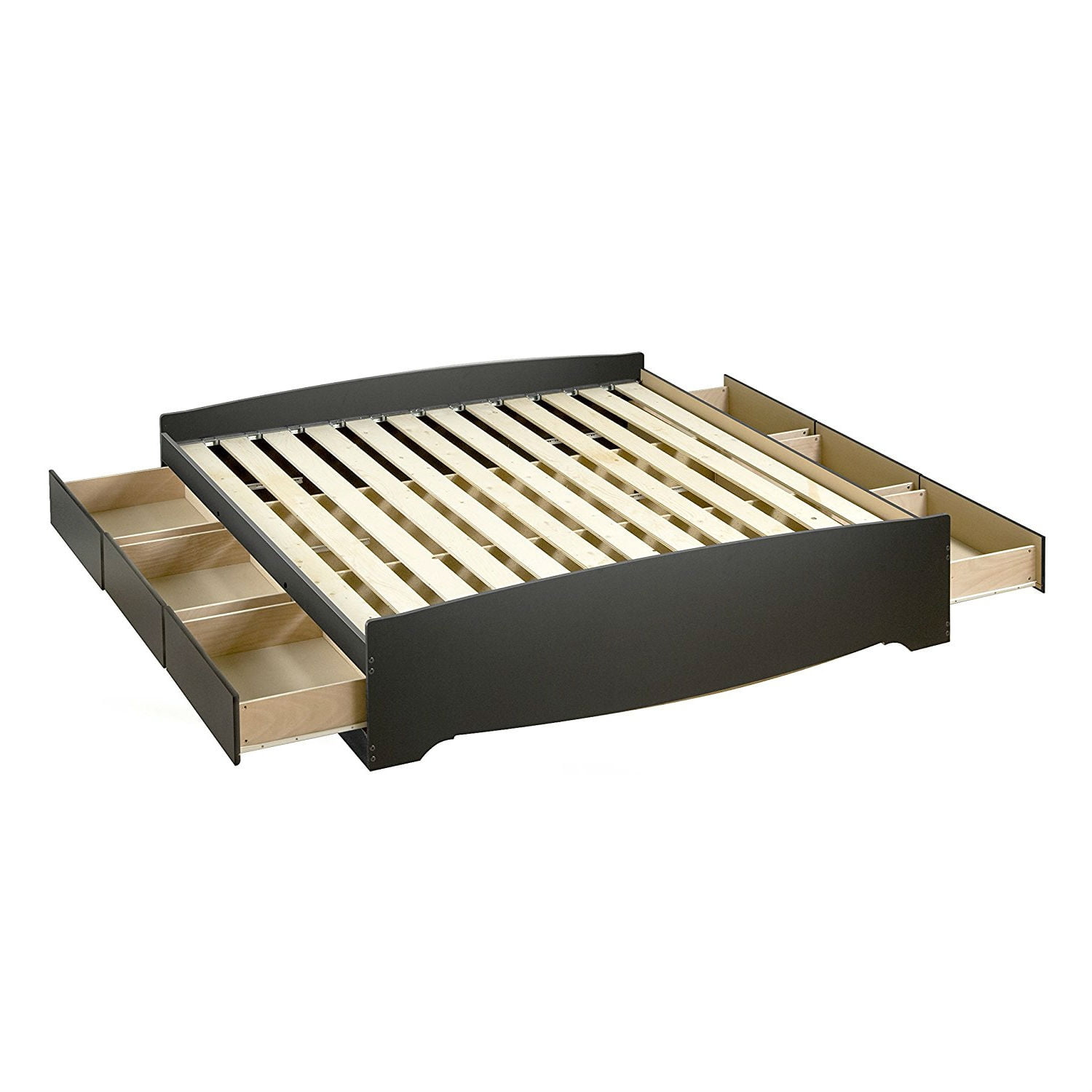 King size Black Wood Platform Bed Frame with Storage Drawers - Walmart.com