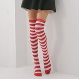 Linyer Pack of 2 Striped Plus Size Thigh High Socks Breathability ...