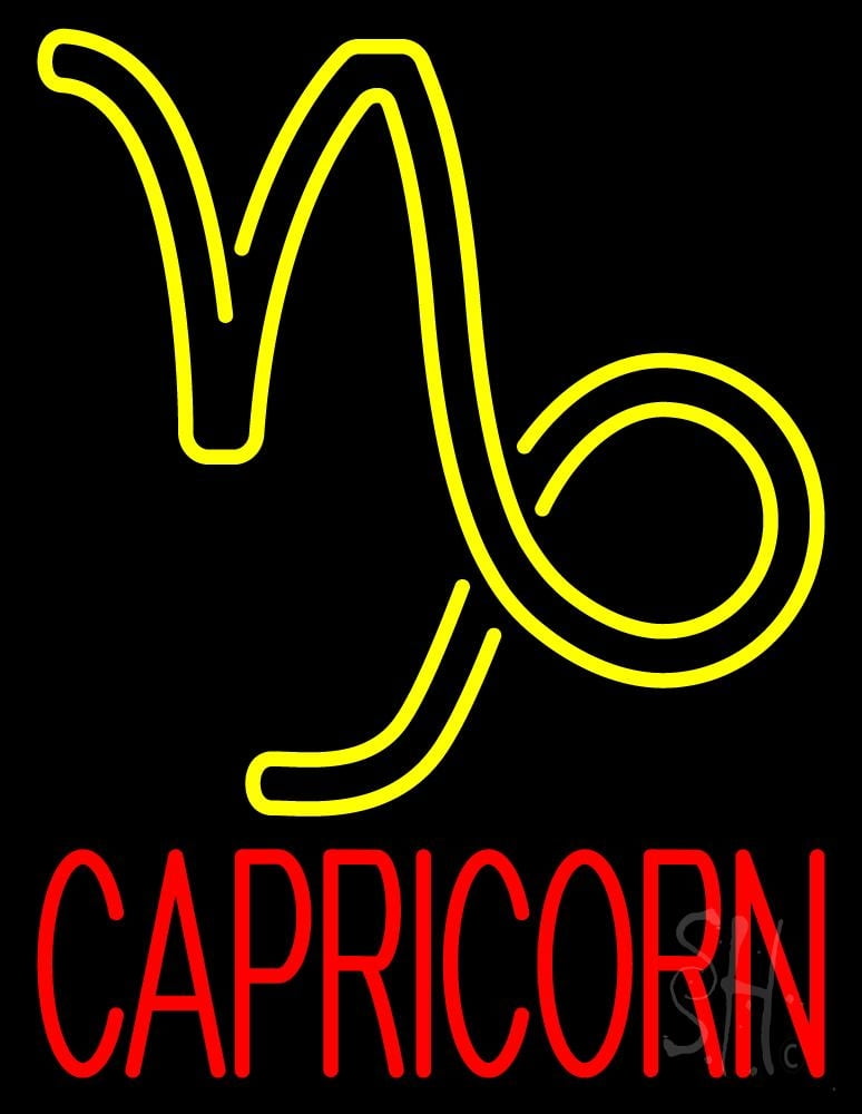 Red Capricorn LED Neon Sign 31" Tall x 24" Wide - inches Black Square ...