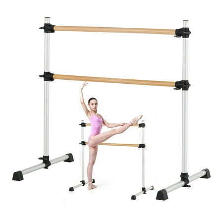 Gymax 4FT Portable Ballet Barre Freestanding Dance Bar Adjustable ...