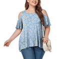 JuneFish Women's Plus Size Cold Shoulder Tunic Top Summer Short Sleeve ...