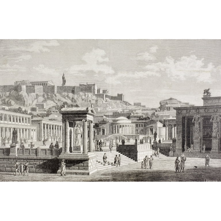 Ancient Greek Agora Illustration View Ancient Agora Athens Greece