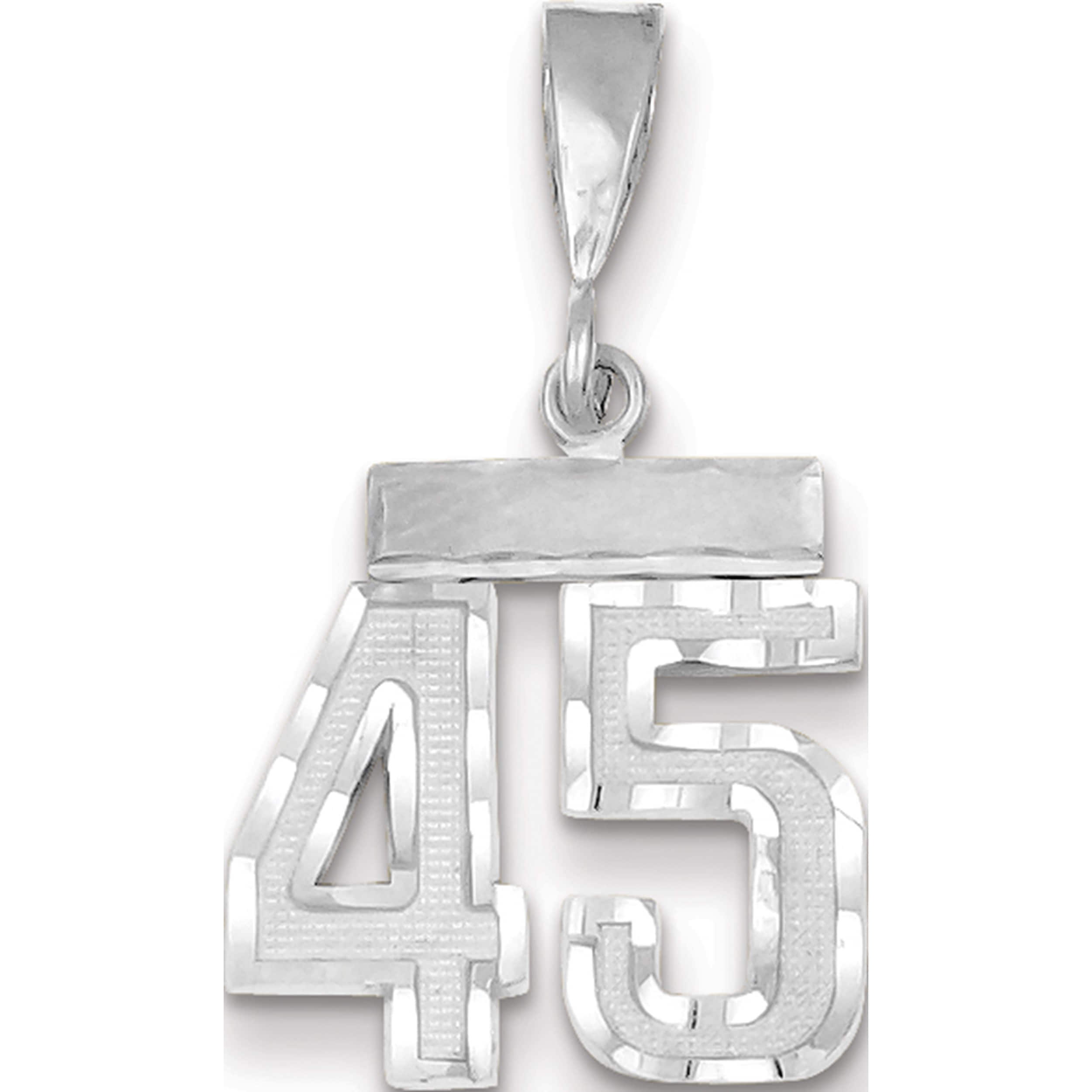 14K White Gold 14Kw Small Brushed Diamond-Cut Number 45 Charm Made In ...