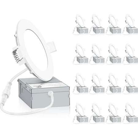 6000K LED Pot Lights 4Inch 9W LED Recessed Lighting with Junction Box ...