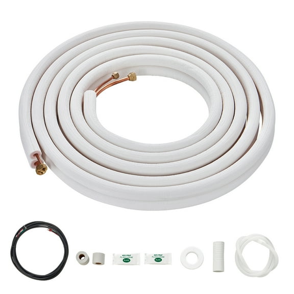 VEVOR 16FT Mini Split Line Set, 1/4" & 3/8" O.D Copper Pipes Tubing and ...