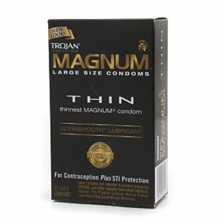 TROJAN MAGNUM Thin Lubricated Premium Latex Condoms Large Size 12 Each ...