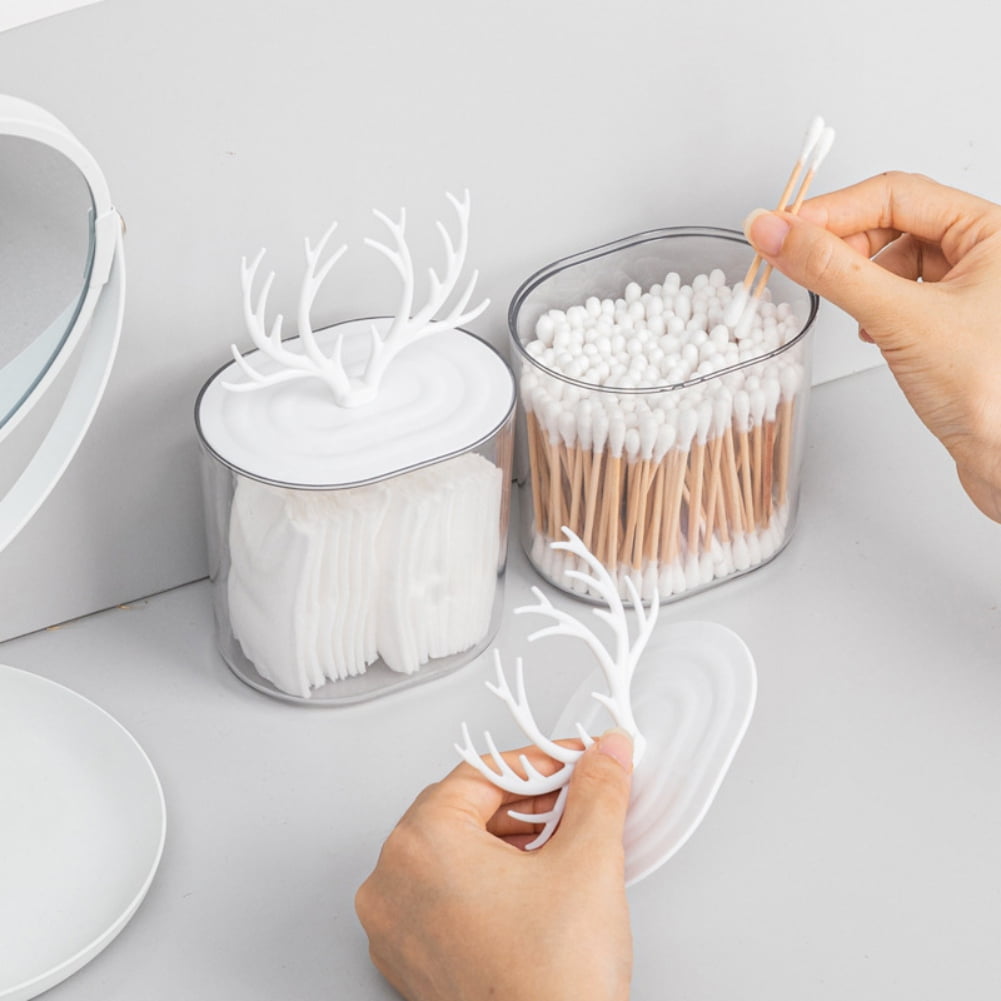 Cotton Swab Holder Bathroom Canisters, Clear Plastic Storage Box With ...
