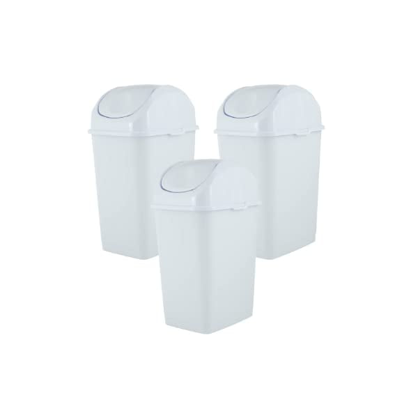 Superio 1.25 Gal Mini Plastic Trash Can with Swing Top Lid Small Waste ...