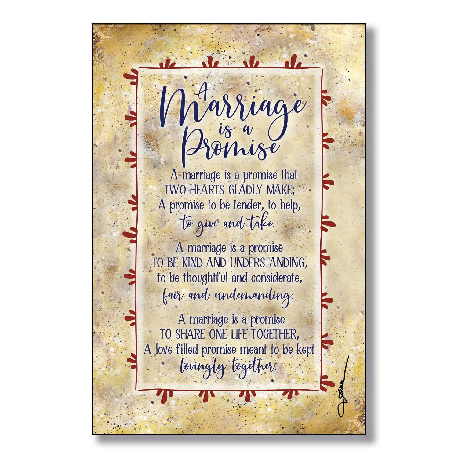 Marriage Is A Promise Wood Plaque with Easel and Hanger 6 inches x 9 ...