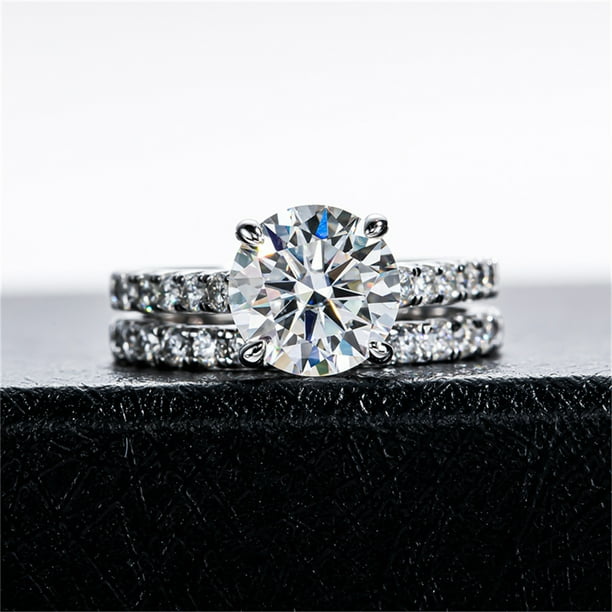 Total 4 15ct D Color Round Moissanite Engagement Rings For Women