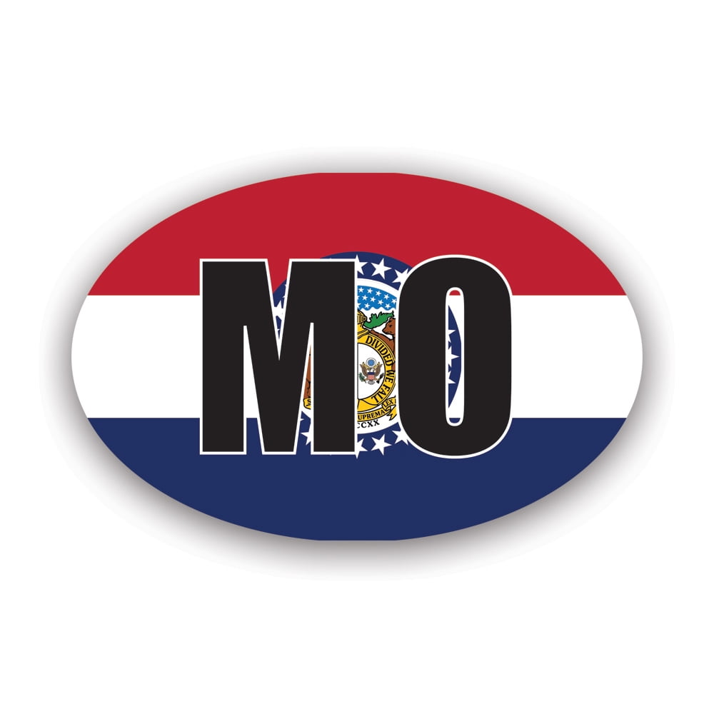 Missouri Flag Oval Sticker Decal - Self Adhesive Vinyl - Weatherproof ...