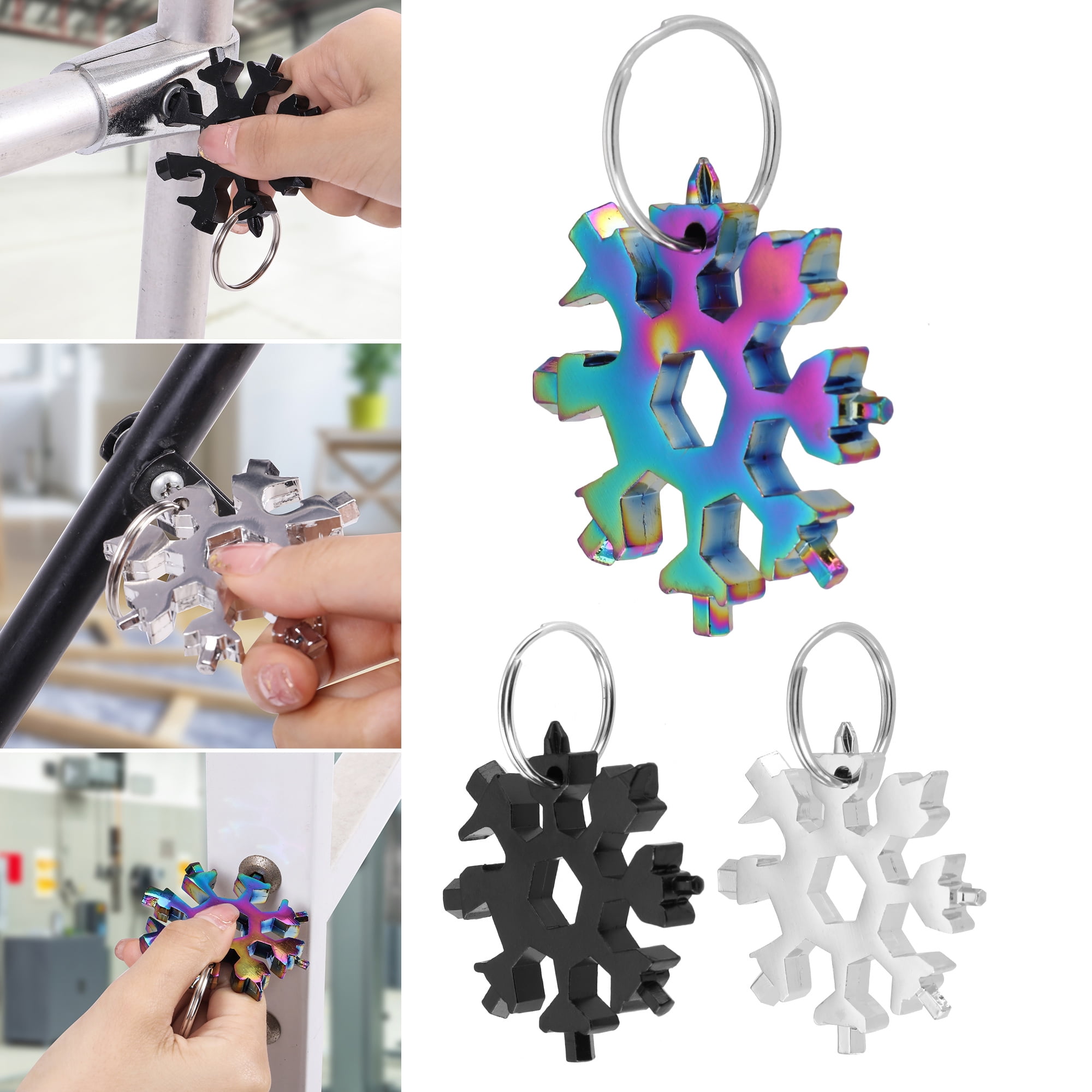 SAYFUT 18-in-1 Snowflake Multi-Tool, Stainless Steel Multitool Card ...