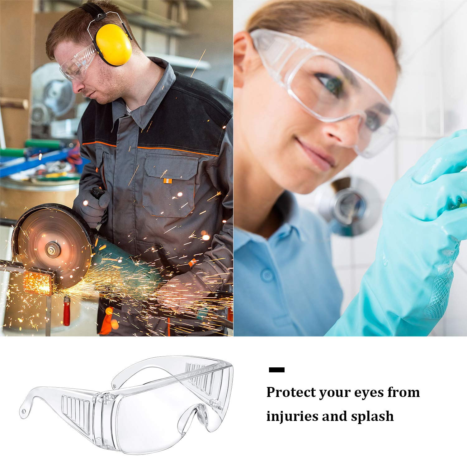Buy 6 Pairs Clear Safety Glasses Over Glasses Goggles Anti- fog ...