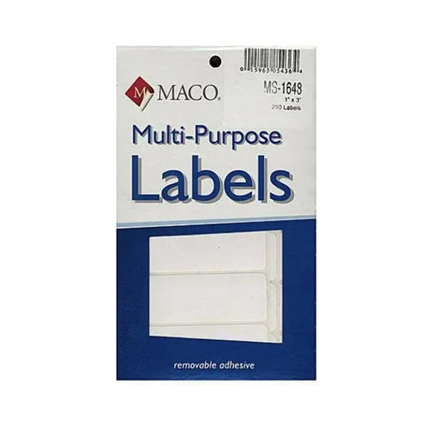 Maco Multi-Purpose Handwrite Labels (MS-1648), 1 In. x 3 In., White ...