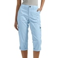 2026 Summer Solid Color Multi Pocket Cargo Capris for Women Casual ...