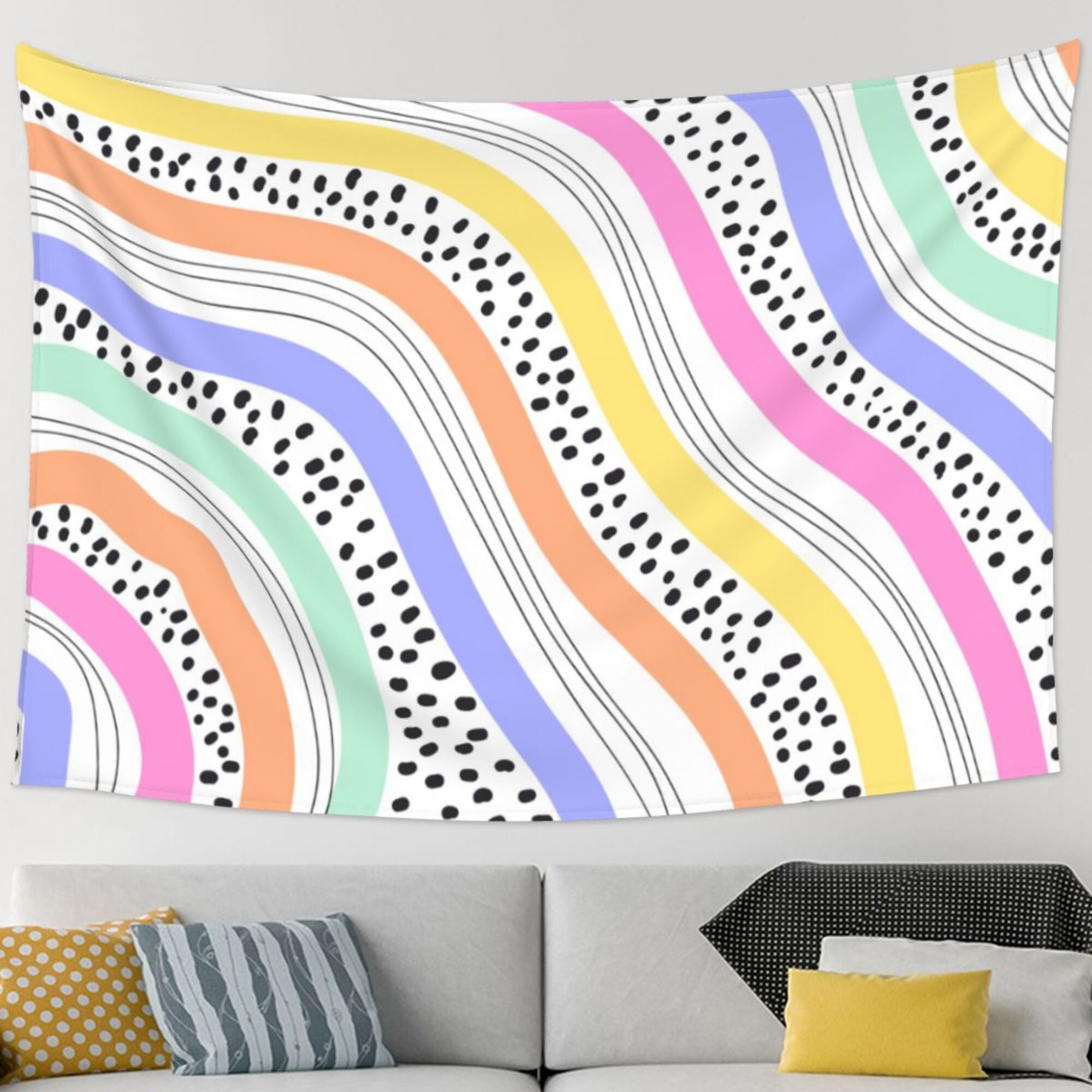 TEQUAN Futuristic Colorful Shapes Pattern Large Tapestry, Aesthetic ...