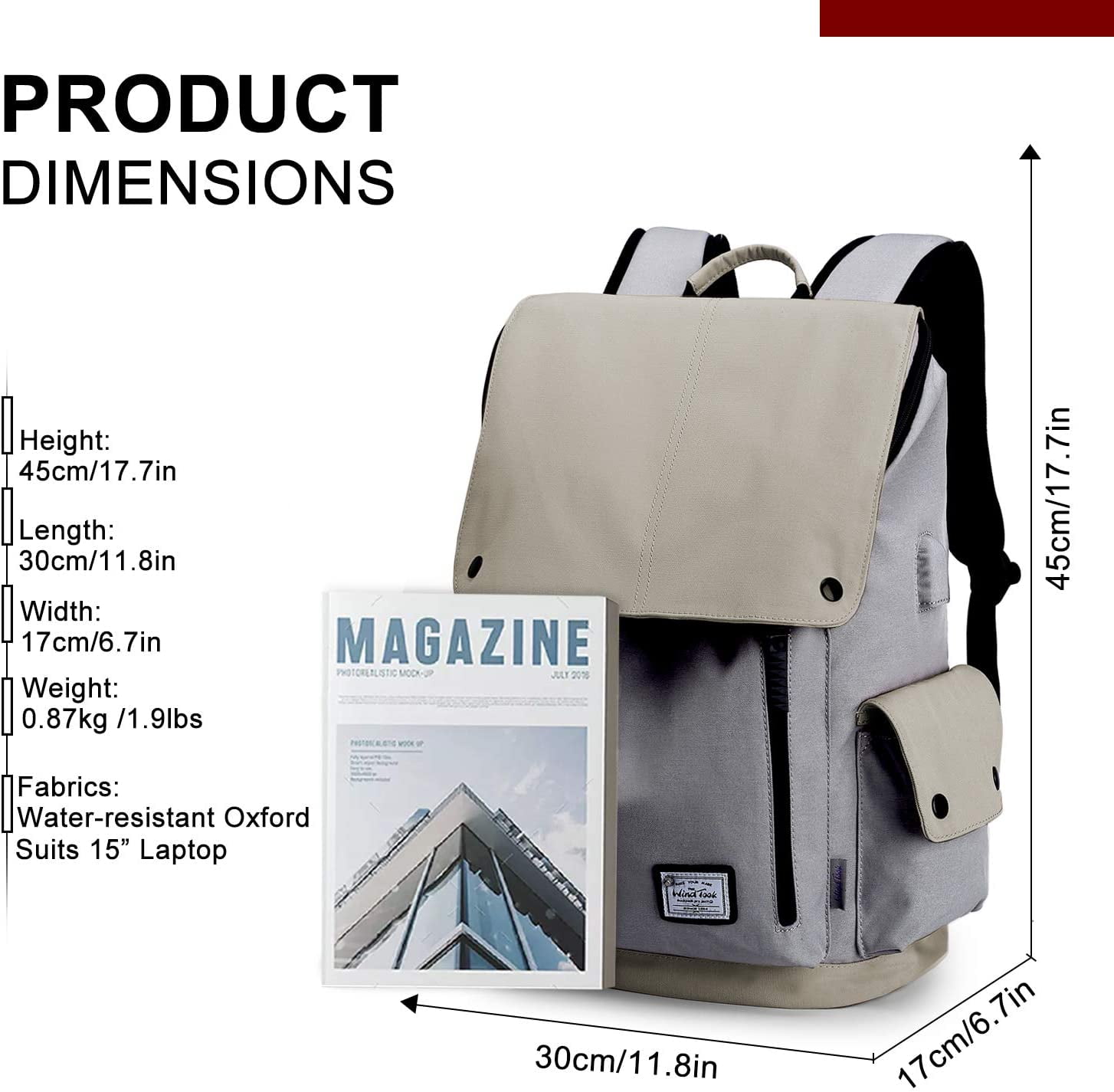 WindTook Laptop Backpack for Women and Men Travel Computer Bag School ...