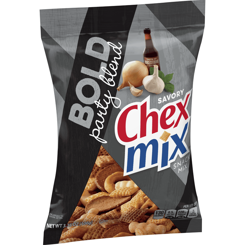 Chex Mix Snack Mix, Savory Bold Party Blend, 3.75 oz Bag - Walmart.com ...