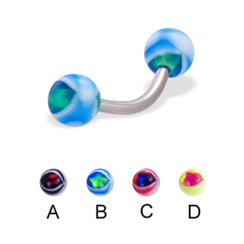 Eye Ball Curved Barbell, 14 Ga,7/16" (11Mm) Long,3/16" (5Mm) Ball,Black ...