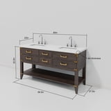 Woodhaven 60 in W x 22 in D Brown Oak Double Bath Vanity, White Quartz ...