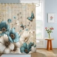 Bathroom Shower Curtain Retro Tulip Pastoral Butterfly Waterproof ...