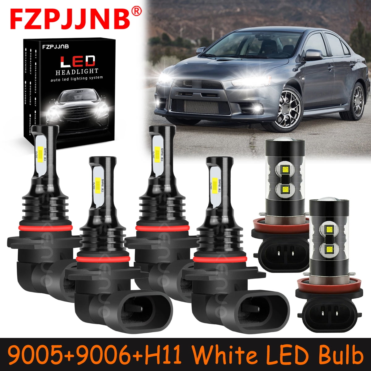 FZPJJNB for Mitsubishi Lancer 2008-2015 White Led Headlights Bulb High ...