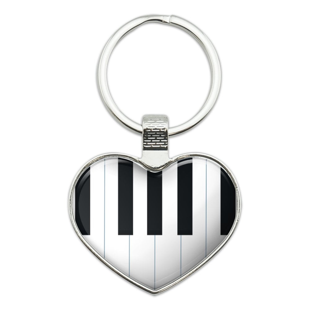 Piano Keys Keyboard Pianist Music Heart Love Metal Keychain Key Chain ...