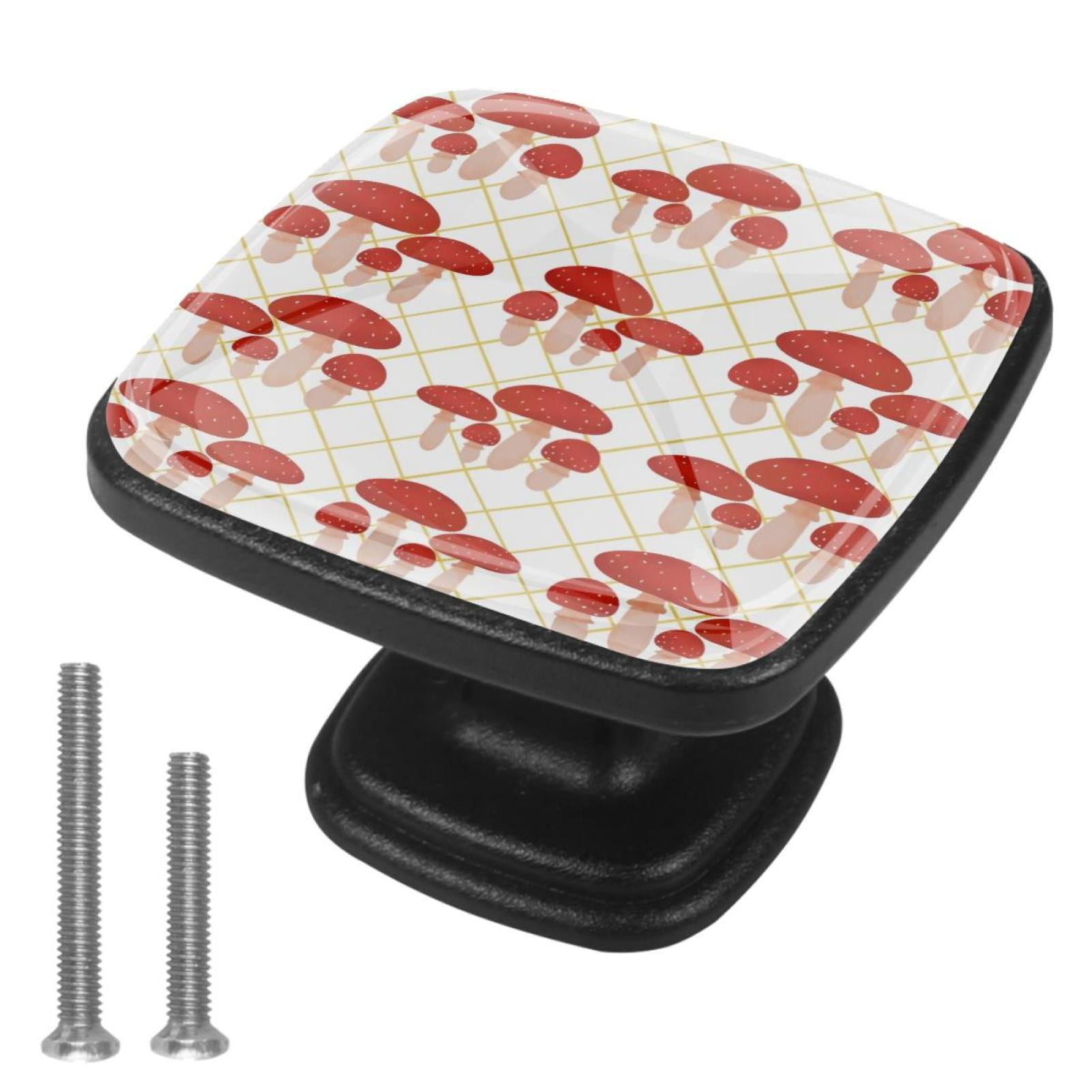 4 Pcs Cabinet Handle Drawer Pulls Mushroom Knobs with Screws Square ...