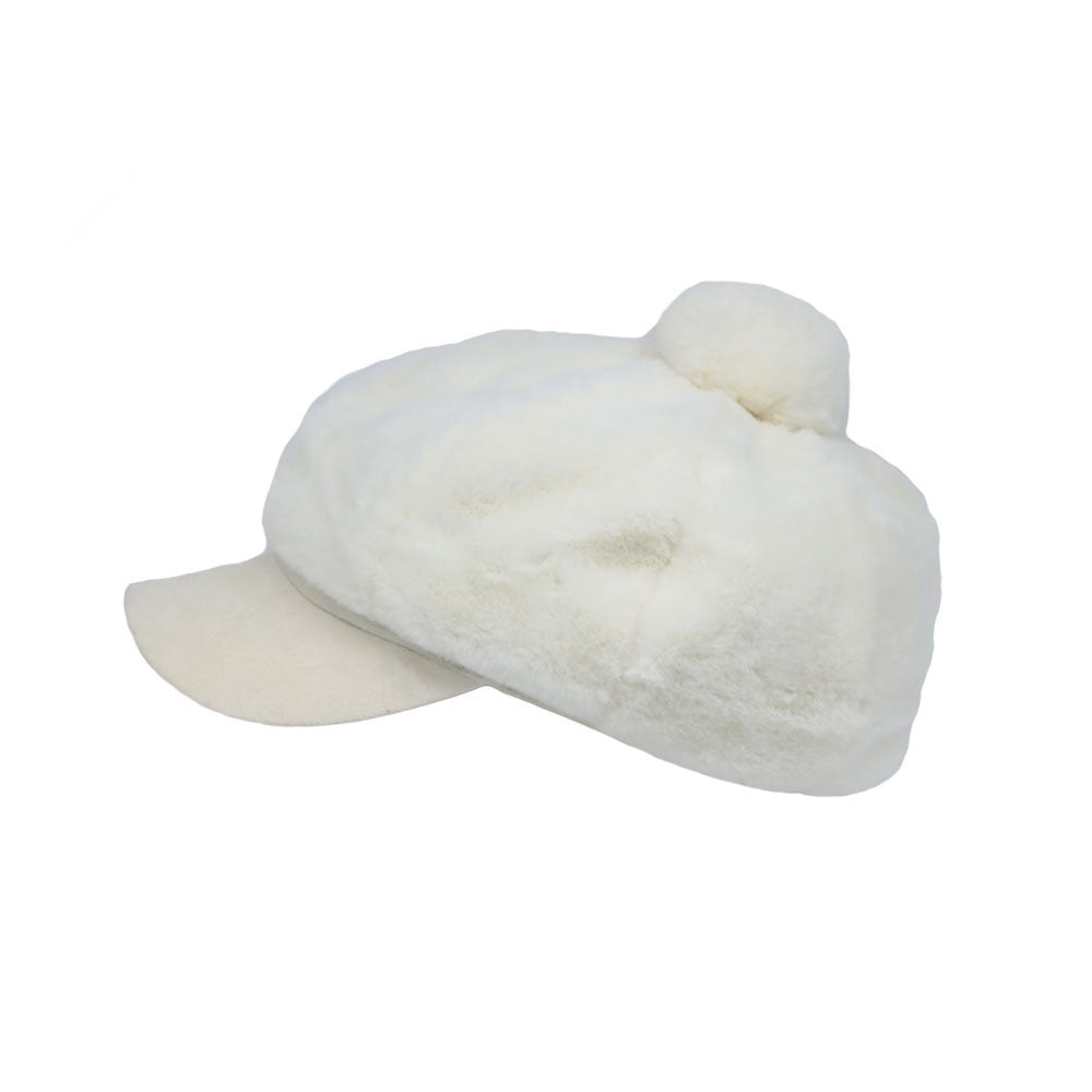 WITHMOONS Winter Fuzzy Pom Fleece Y2K Newsboy Hat Suede Brim WITHMOONS Winter Fuzzy Pom Fleece Y2K Newsboy Hat Suede Brim