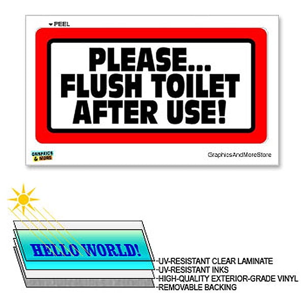 Please Flush Toilet After Use - 12 in x 6 in - Laminated Sign Window ...
