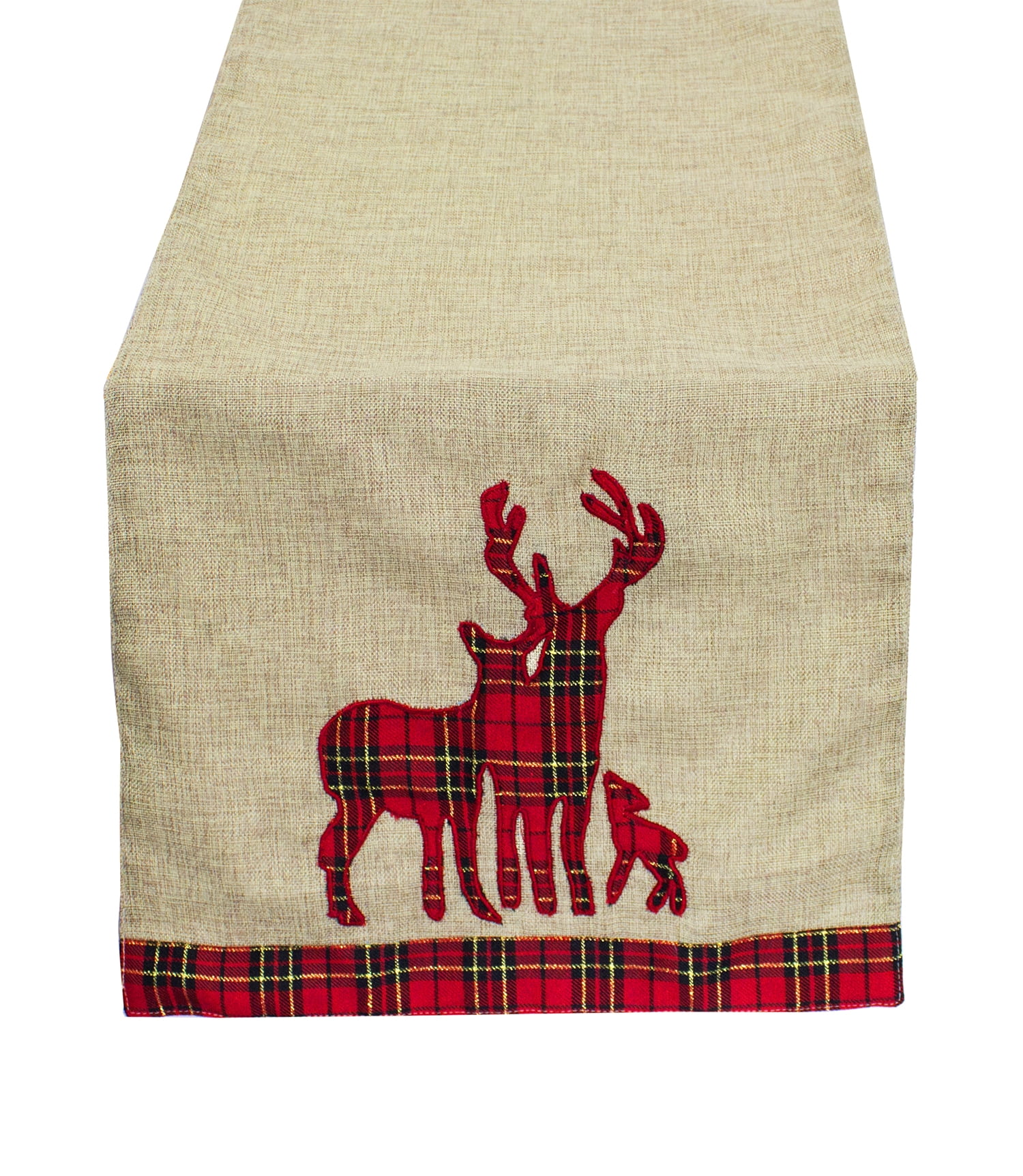 Holiday Reindeer Tartan Plaid Christmas Decorative Table Runner ...