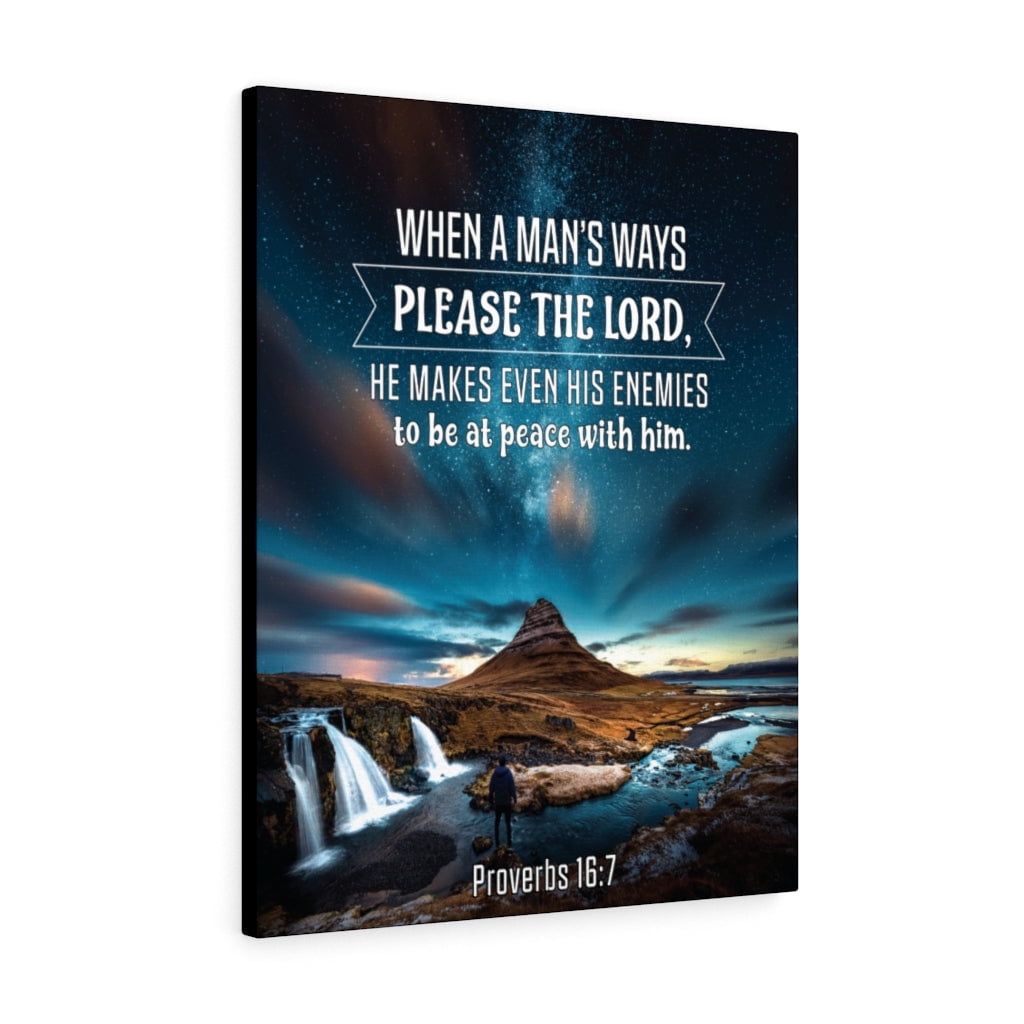 Scripture Walls Peace With Enemies Proverbs 16:7 Bible Verse Canvas ...