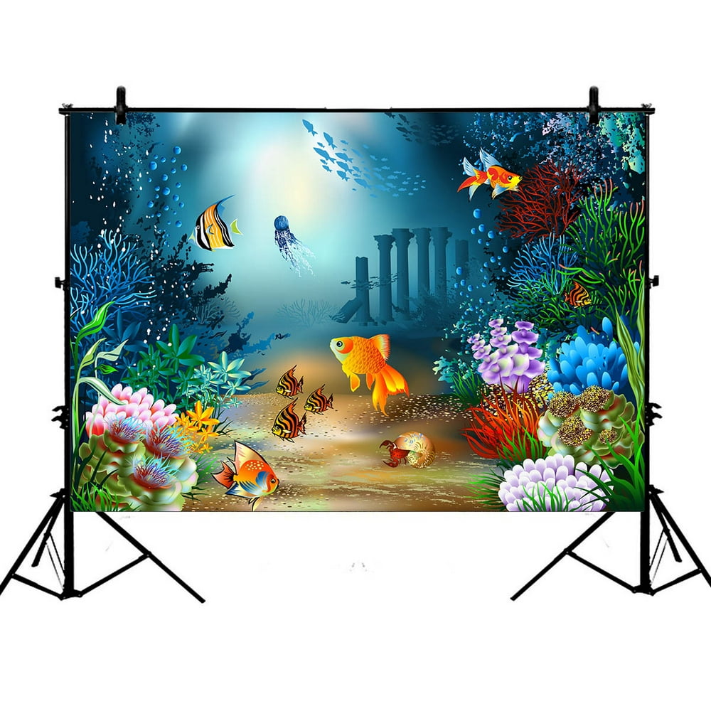 YKCG 7x5ft Underwater Wold Deep Ocean Tropical Sea Animal Fishes Coral ...