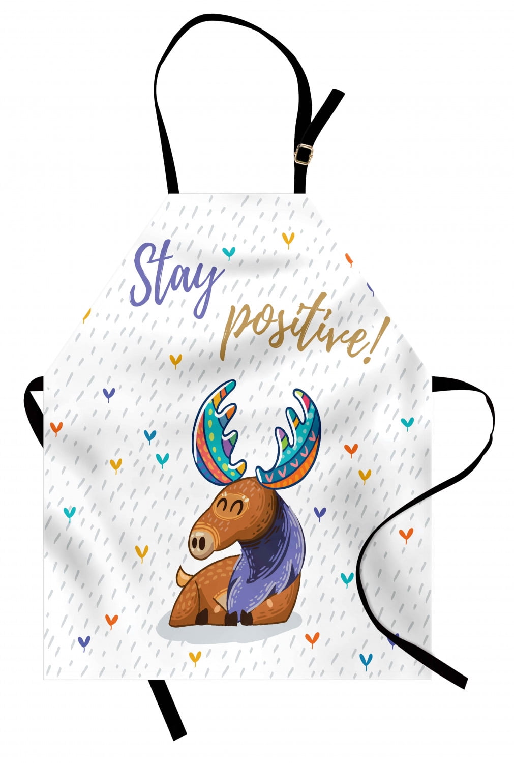 Moose Apron Quote Stay Positive Motivational Deer Boho Retro Colorful ...