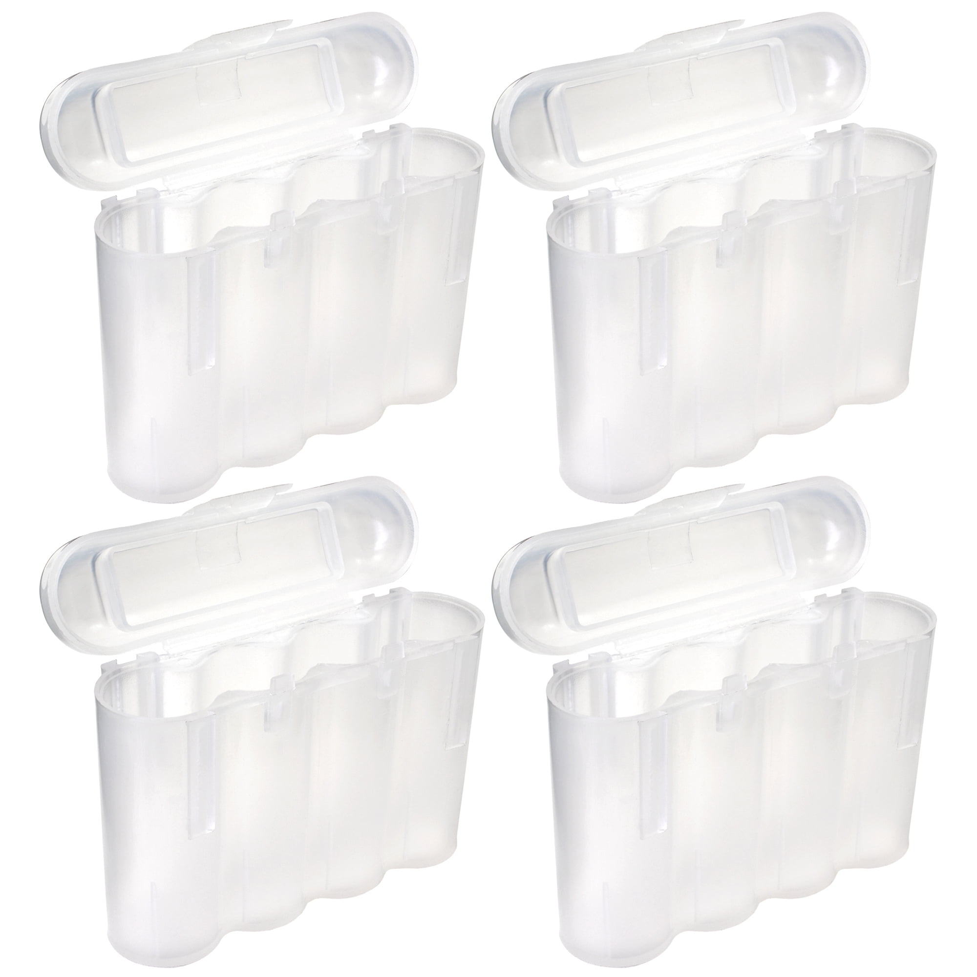 Four (4) EBC Battery AA AAA Clear Plastic Battery Storage Case Holder ...