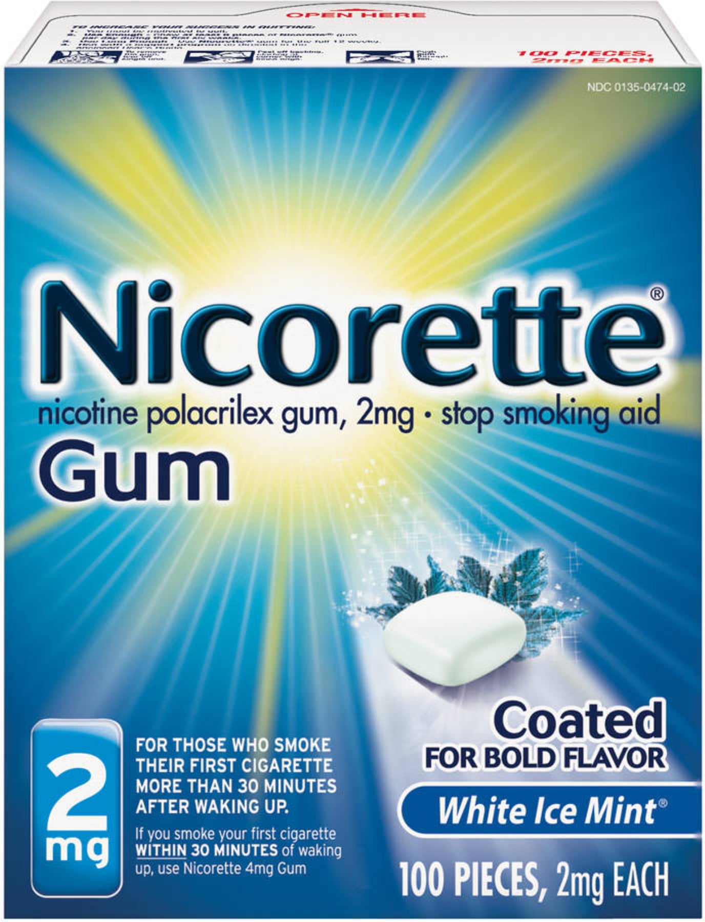 Nicorette 2 mg Nicotine Gum, Coated White Ice Mint 100 ea - Walmart.com