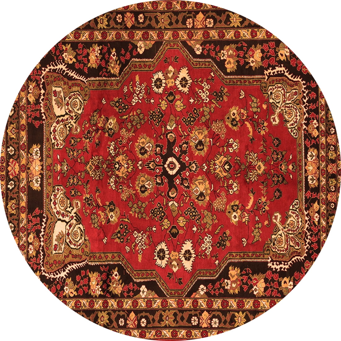 Ahgly Company Indoor Round Persian Orange Traditional Area Rugs, 8 ...