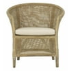 SAFAVIEH Cristen Rattan Parson Chair w/ Cushion, Natural White ...