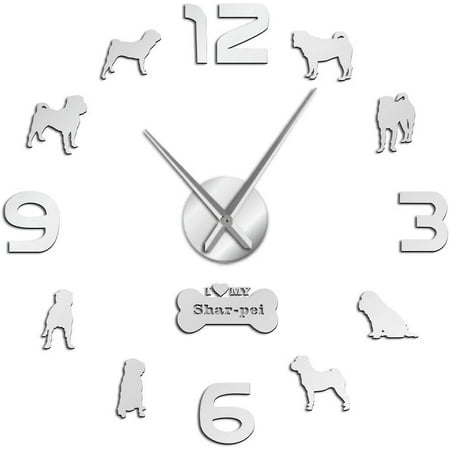 Dog Breed Large Wall Clock Puppy Pet Shop Giant Wall Art Dog Lover Home ...