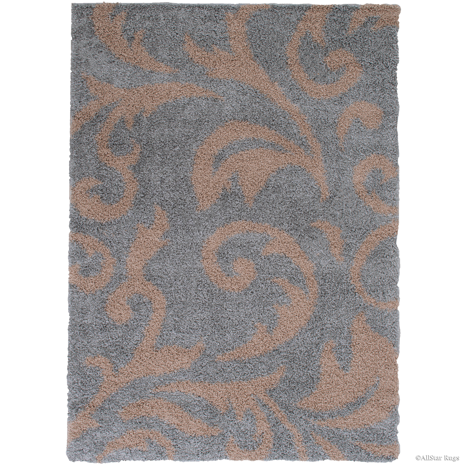 Allstar Silver High Pile Posh Shaggy Paisley Printed Area Rug (5' 0" x ...