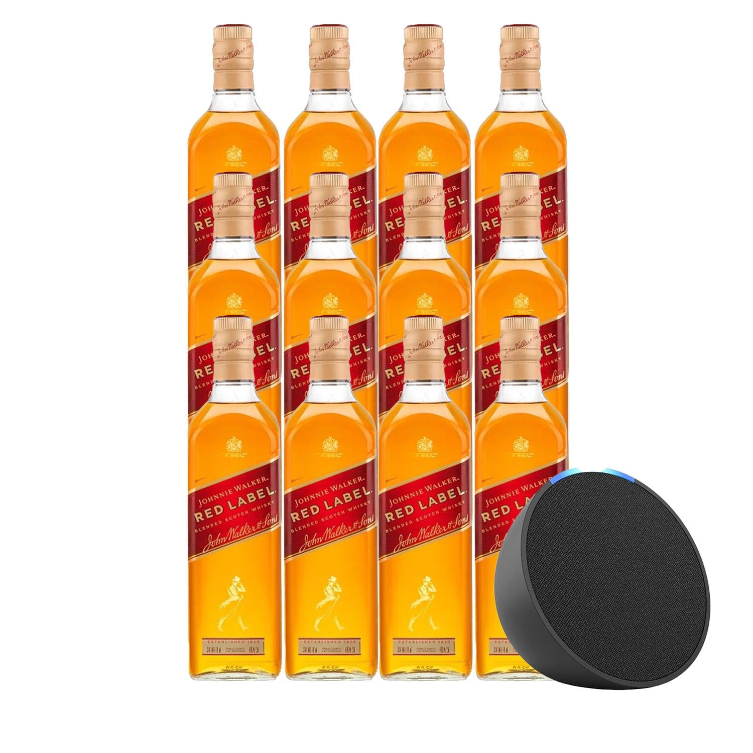 Caja de 12 Whisky Johnnie Walker Blend Red Label 700 ml + Alexa Echo ...