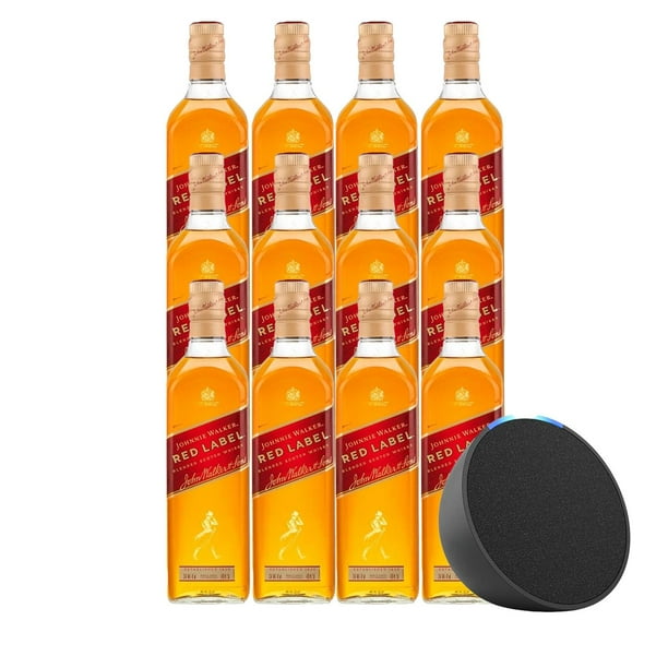 Caja de 12 Whisky Johnnie Walker Blend Red Label 700 ml + Alexa Echo Pop | Bodega Aurrera en línea