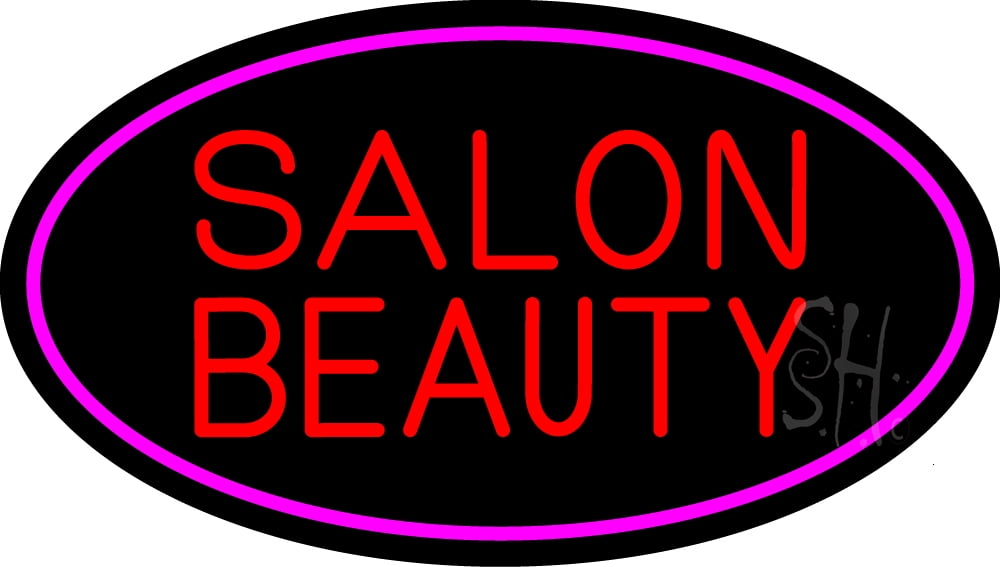 Salon Beauty LED Neon Sign 13 x 24 - inches, Black Square Cut Acrylic ...