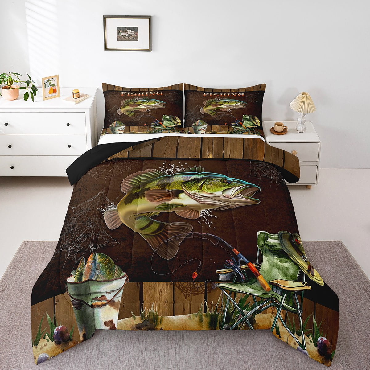 Click here for Erosebridal Bass Fish Comforter Sets Queen Size fi... prices