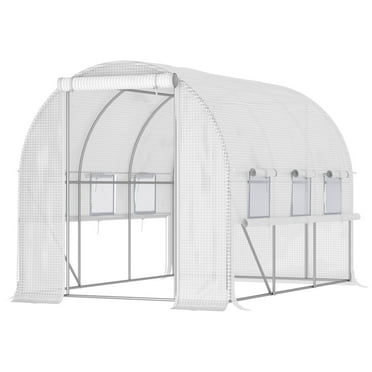 Quictent 20'x10'x6.6' Walk-in Greenhouse, Heavy Duty Steel Frame, PE Cover, 2 Zipper Doors ...