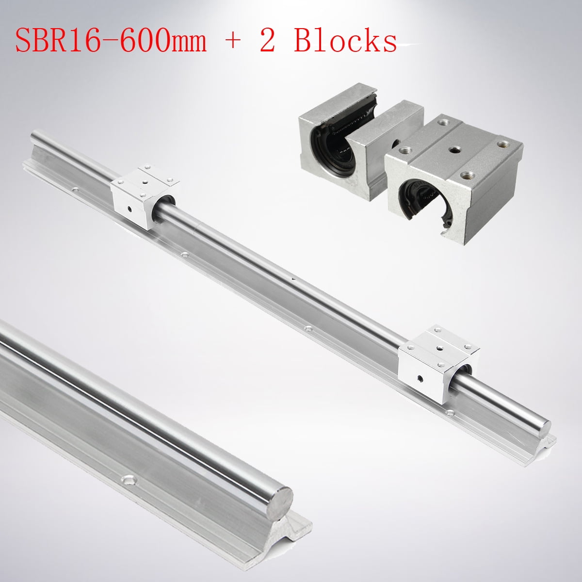 SBR16 600mm CNC Router Motion Linear Rail Shaft + 2X SBR16UU Bearing ...