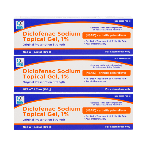 3 Pack QC Diclofenac Sodium Topical Gel Treatment for Arthritis Pain 3. ...