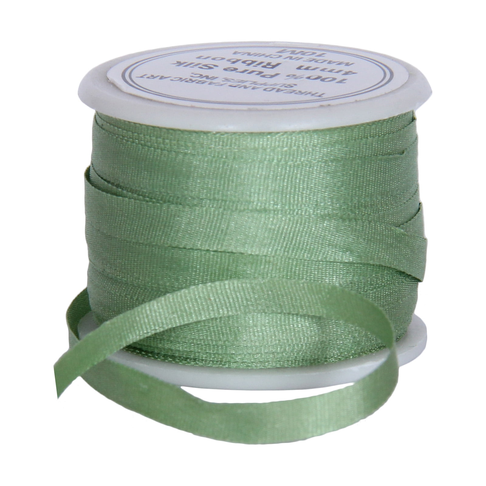 100% Pure Silk Ribbon by Threadart - 4mm Nile Green - No. 240 - 3 Sizes ...