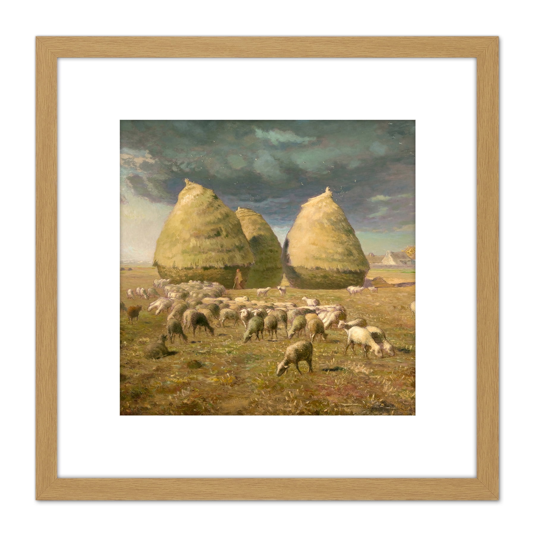 Millet Haystacks Autumn Landscape Painting 8X8 Inch Square Wooden ...
